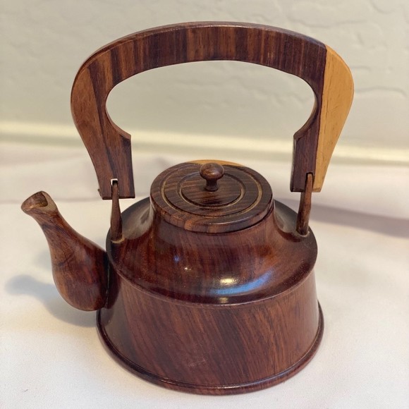 Accents | Vintage Cedarwood Teapot Hand Carved Wood Tea Pot Collectible ...